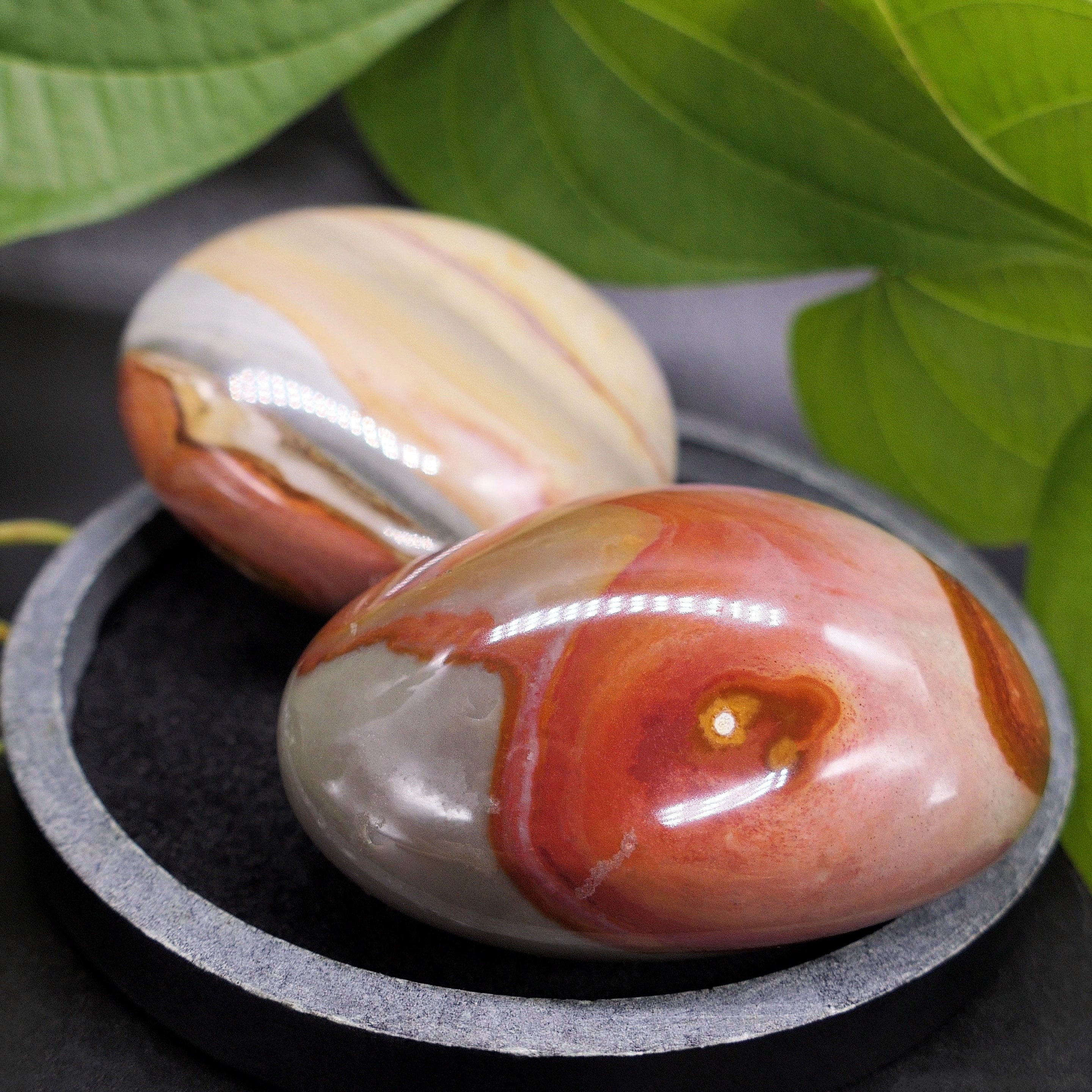 Polychromatic Jasper Palm Stones | Karma Cottage